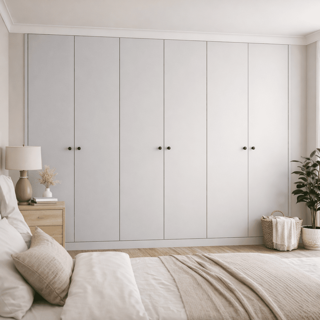 6 Door Modern Slab Front Frame Fitted Wardrobe - Widths Available 3201 ...