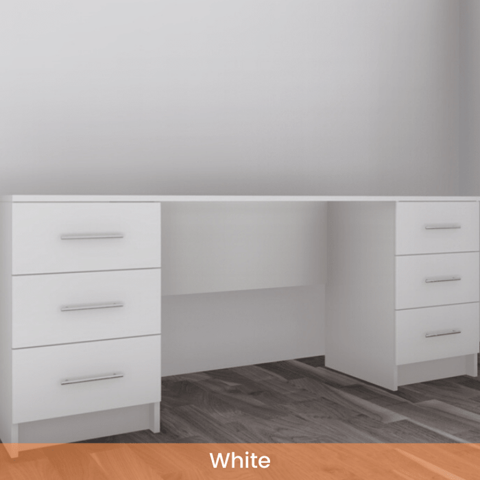 Linby Office Desk With Double Stack Drawers - Online Bedrooms