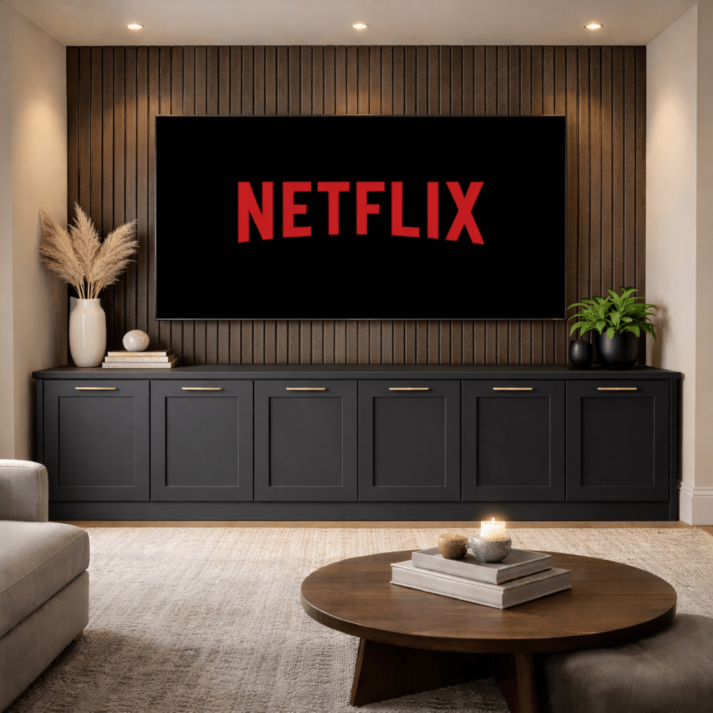 Tall Media Wall Entertainment Shaker Door Base Unit - For Up to 130 ...